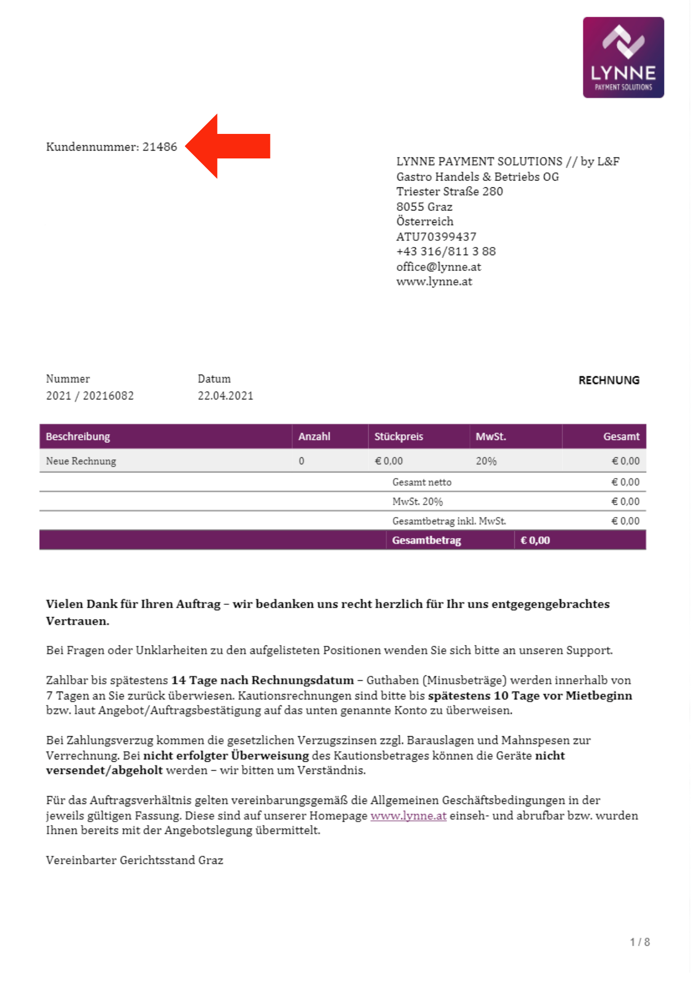 Kundenummer – LYNNE Payment Solutions – Wissensdatenbank